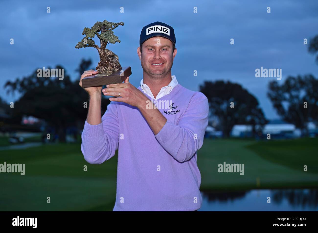 January 25, 2025: Harris English holds his trophy after winning the the ...