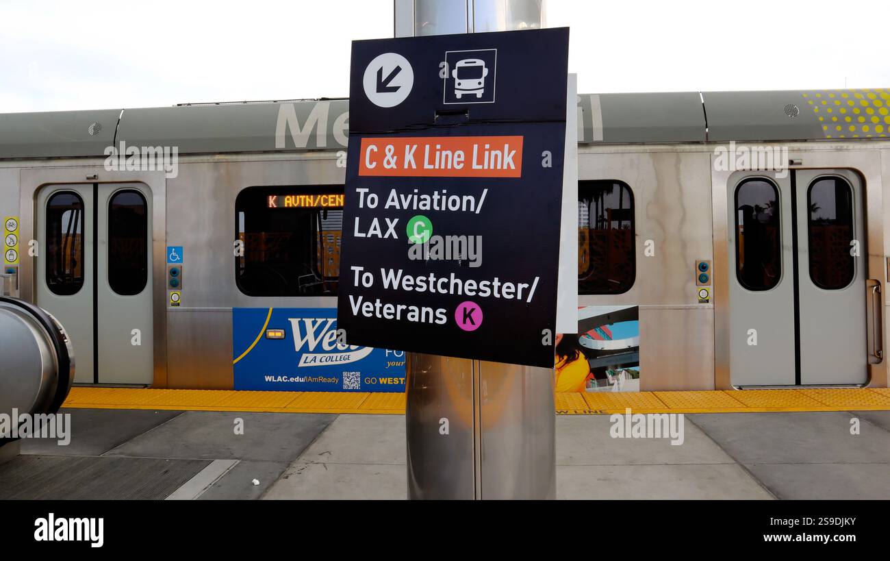 Los Angeles, California: Information Sign for C and K Line Link bus to ...