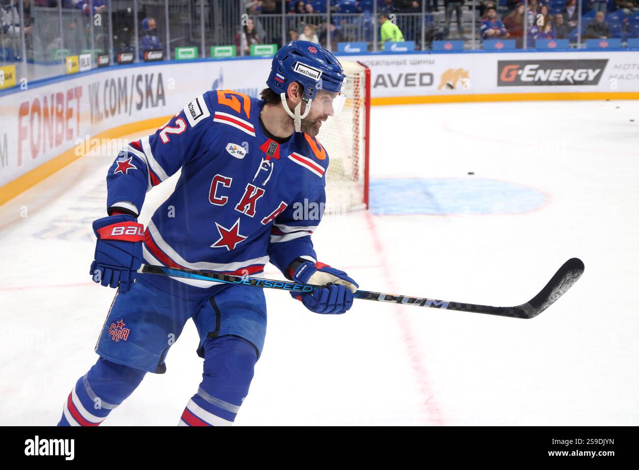 Pavel Dedunov (52) of SKA Hockey Club seen in action during the Hockey ...