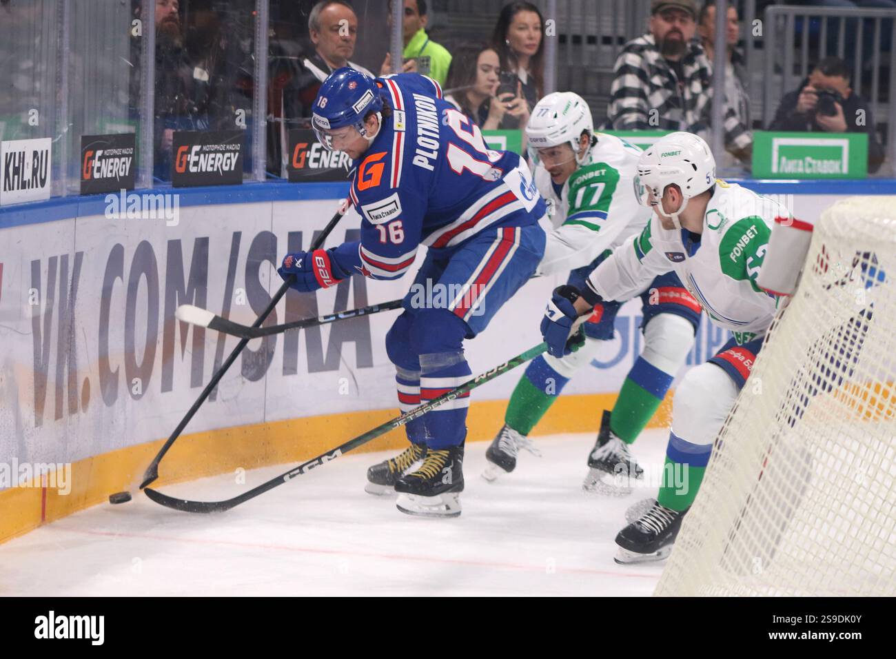 Sergei Plotnikov (16) of SKA Hockey Club seen in action during the Hockey match, Kontinental ...