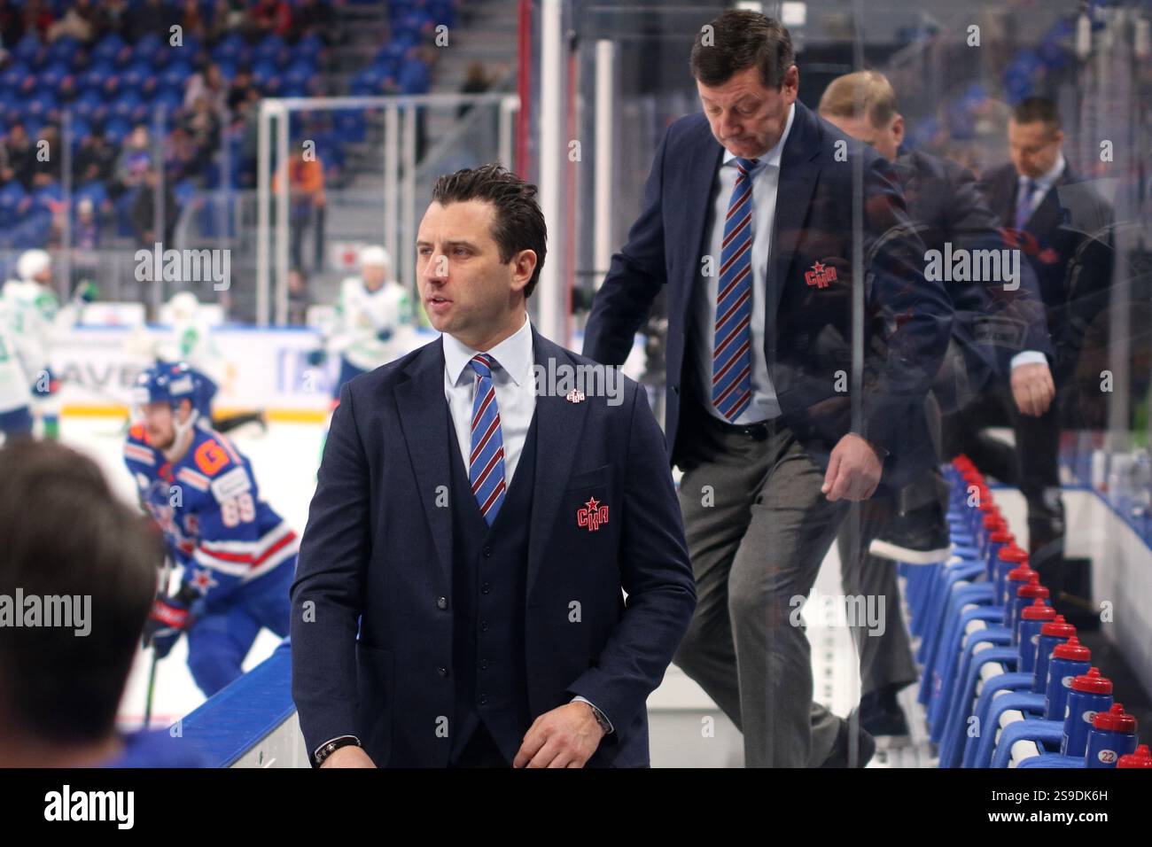 Roman Rotenberg, Head coach of SKA Hockey Club seen in action during ...