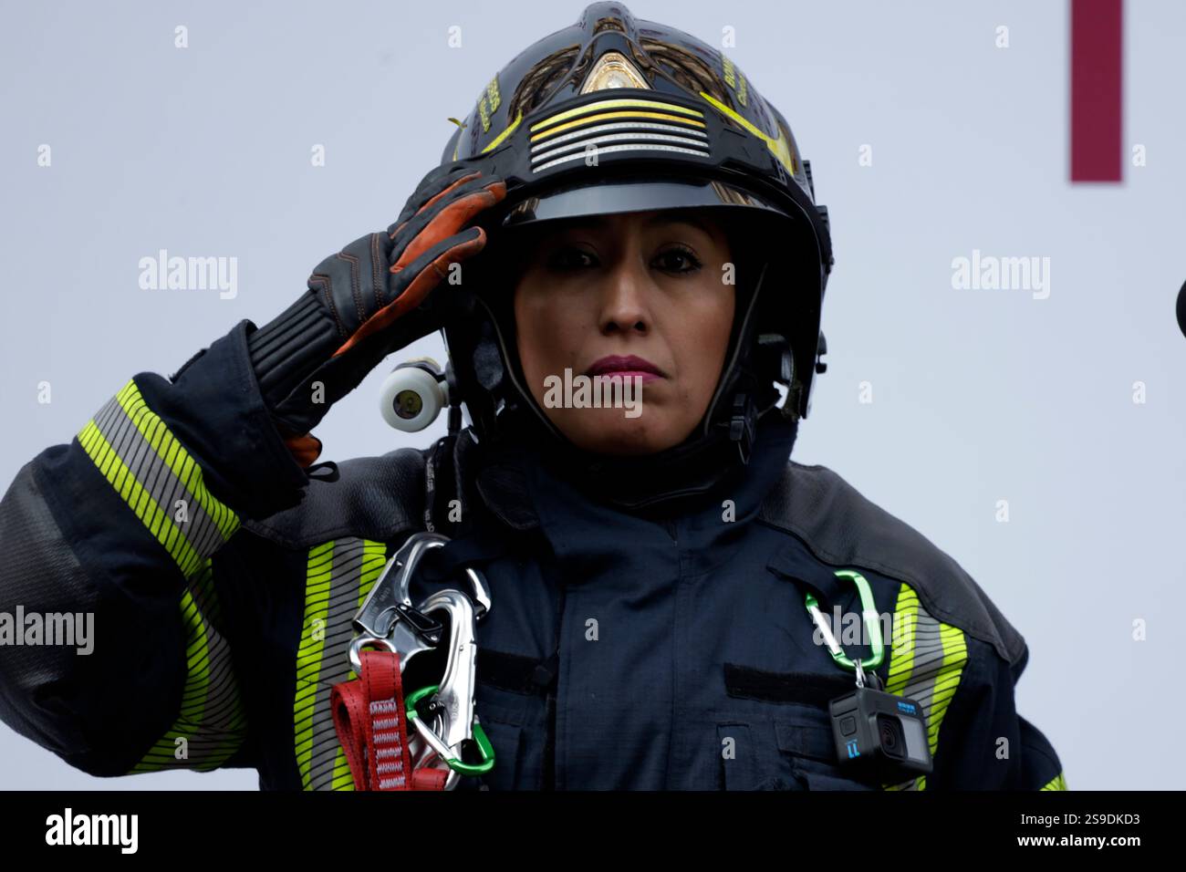 A female firefighter during the ceremony of the 169th anniversary of ...