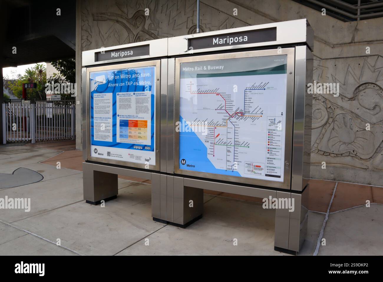 Los Angeles, California: Los Angeles Metro Rail Information Panel at Mariposa Metro Rail K Line ...