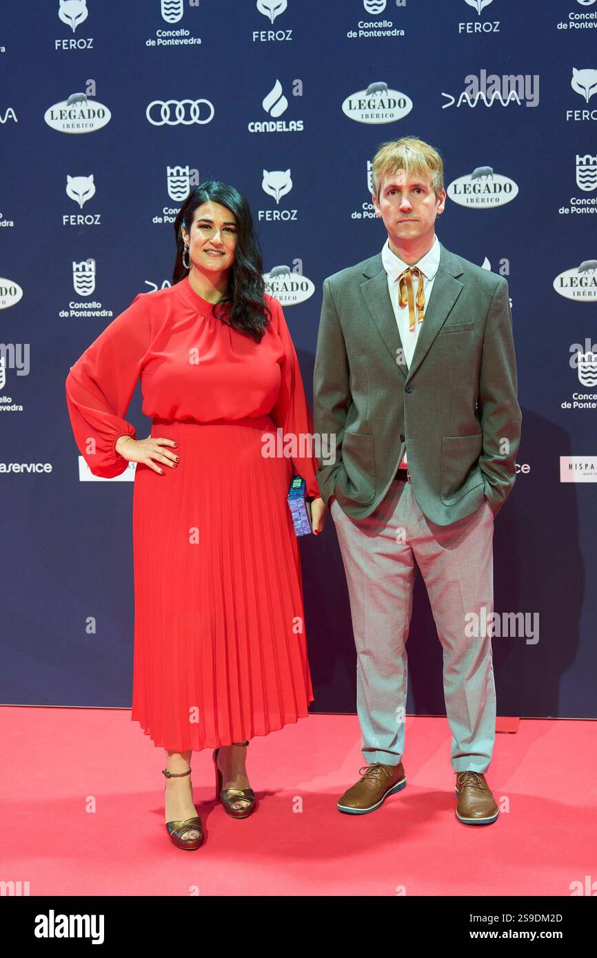 Enrique Buleo, Alejandra Mora attends 'Feroz Awards' 2025 Red Carpet at Pazo de la Cultura on ...