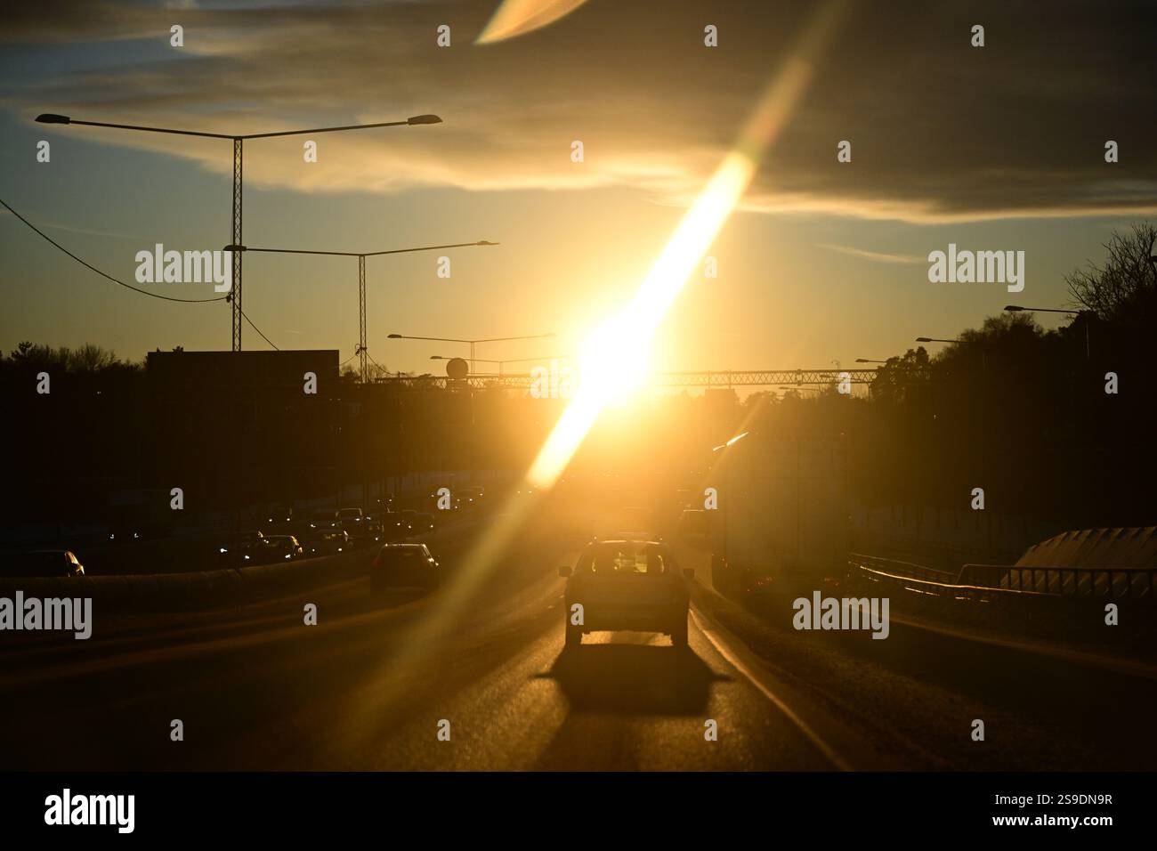 Stockholm, Uppland, Sweden. January 2 2025. E4 highway going south from ...