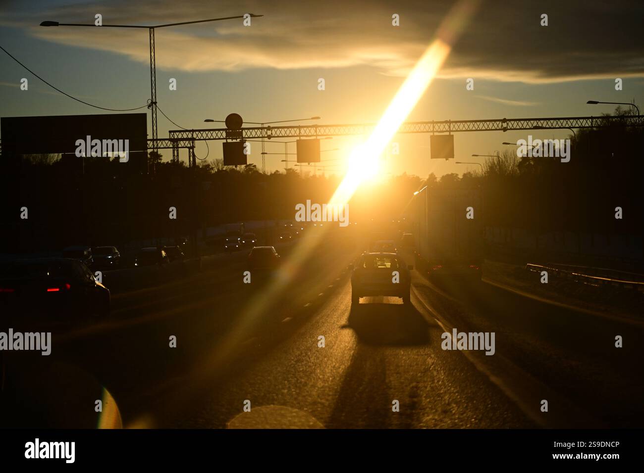 Stockholm, Uppland, Sweden. January 2 2025. E4 highway going south from ...