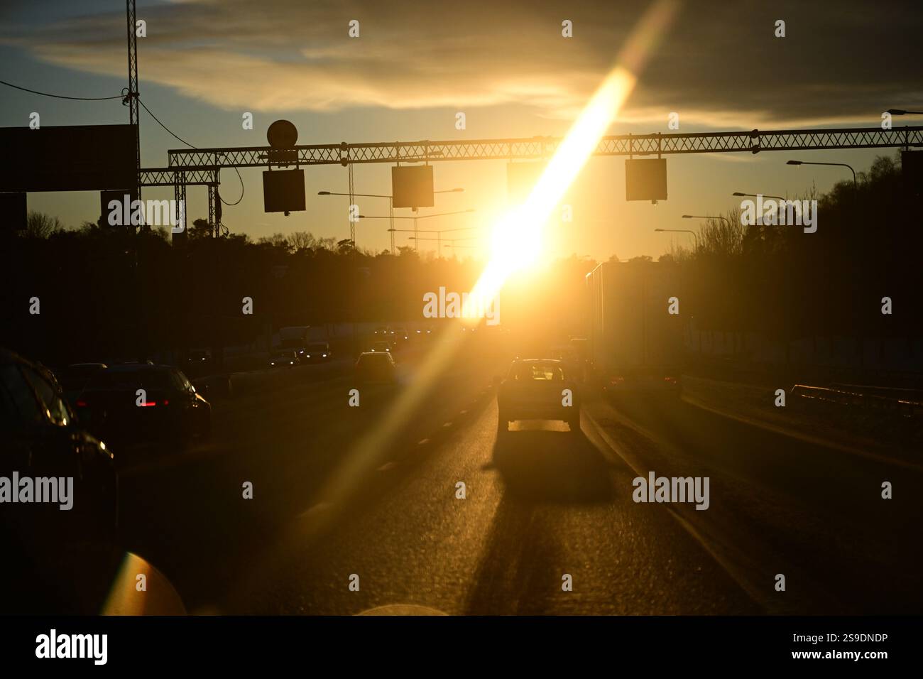 Stockholm, Uppland, Sweden. January 2 2025. E4 highway going south from ...