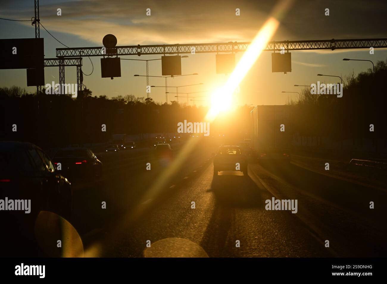 Stockholm, Uppland, Sweden. January 2 2025. E4 highway going south from ...