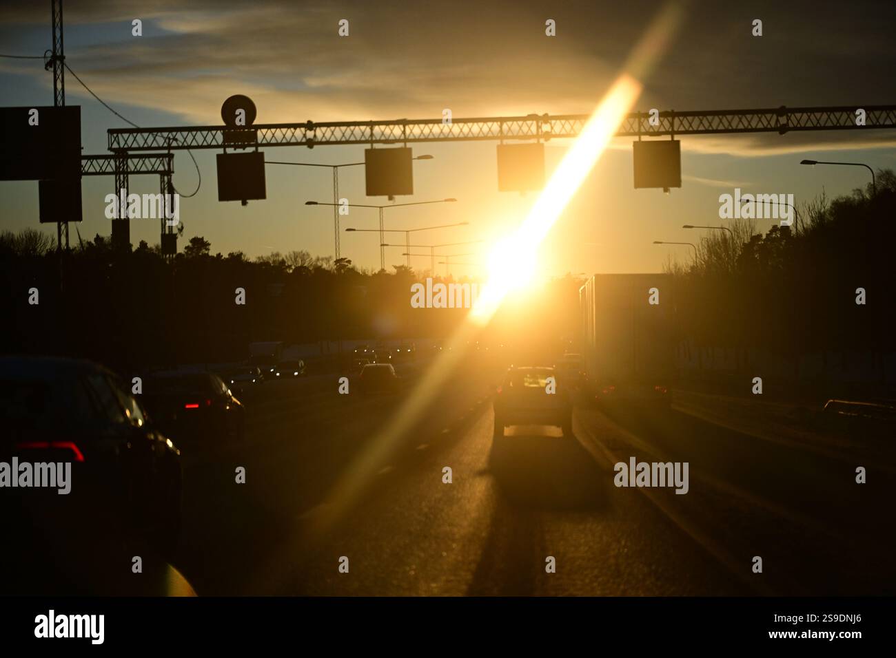 Stockholm, Uppland, Sweden. January 2 2025. E4 highway going south from ...