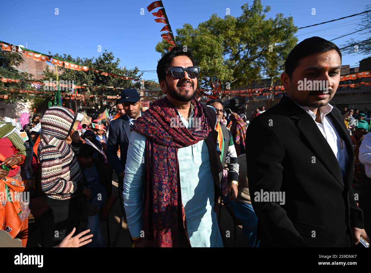 NEW DELHI, INDIA - JANUARY 25: BJP MP Ravi Kishan addresses an election ...