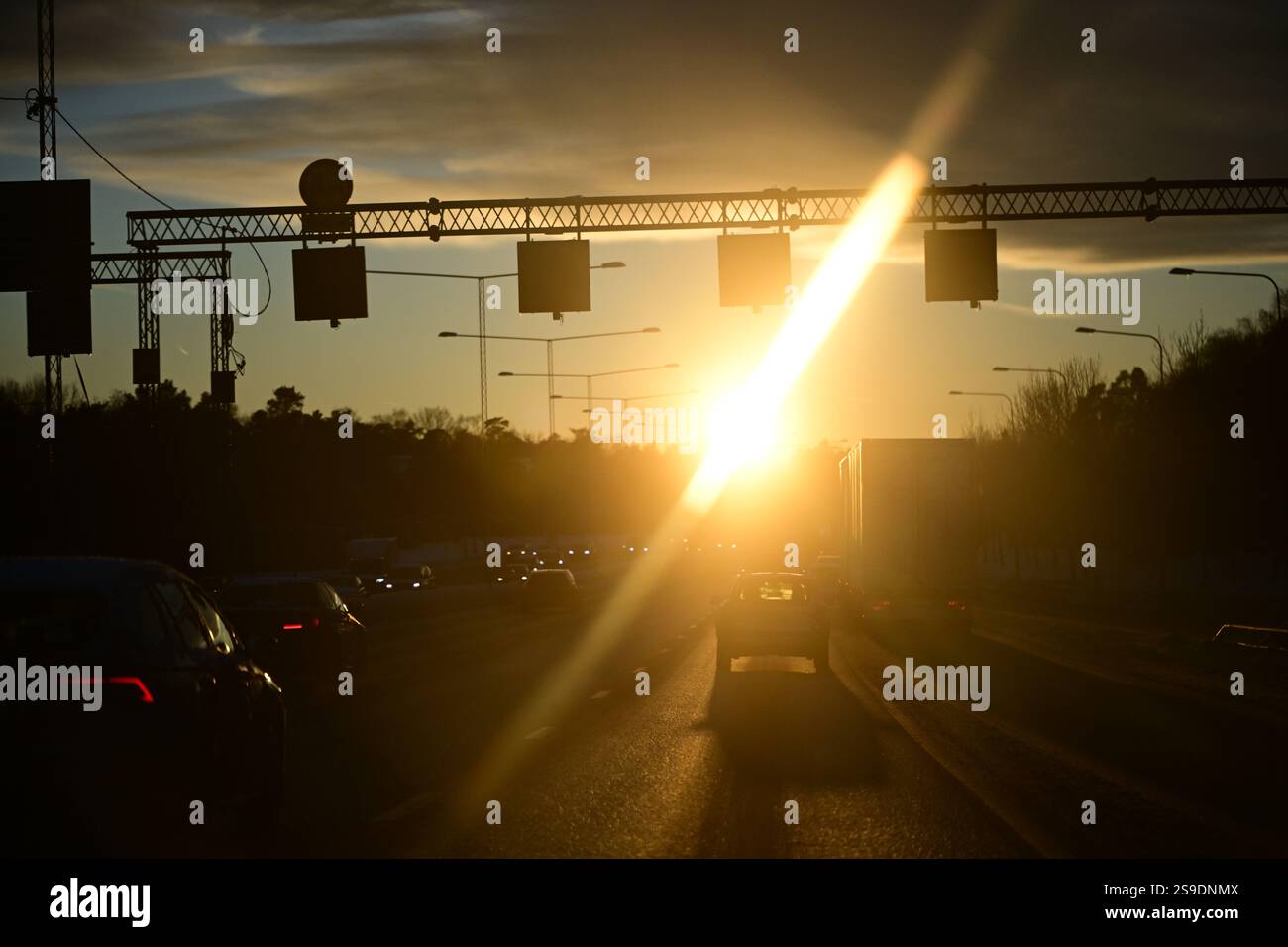 Stockholm, Uppland, Sweden. January 2 2025. E4 highway going south from ...