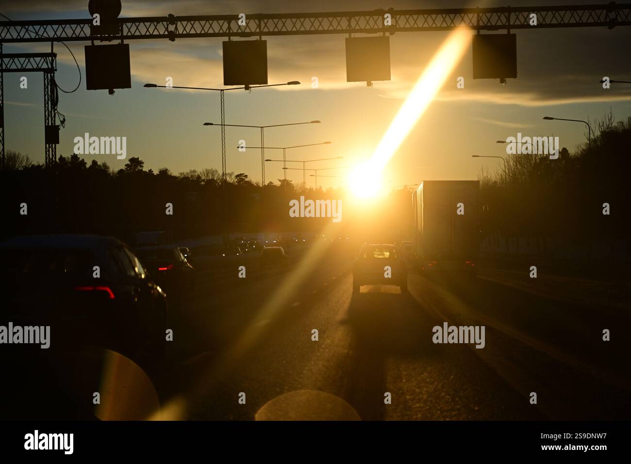 Stockholm, Uppland, Sweden. January 2 2025. E4 highway going south from ...