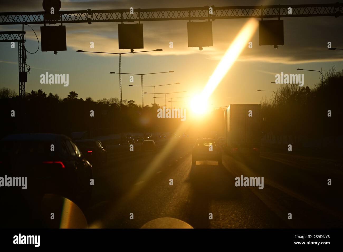 Stockholm, Uppland, Sweden. January 2 2025. E4 highway going south from ...