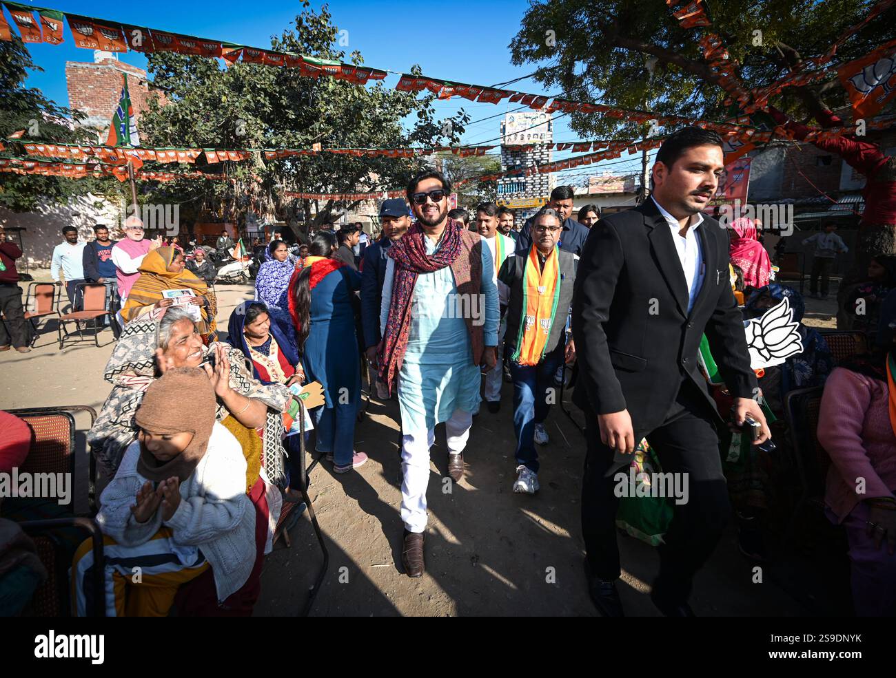 NEW DELHI, INDIA - JANUARY 25: BJP MP Ravi Kishan addresses an election ...