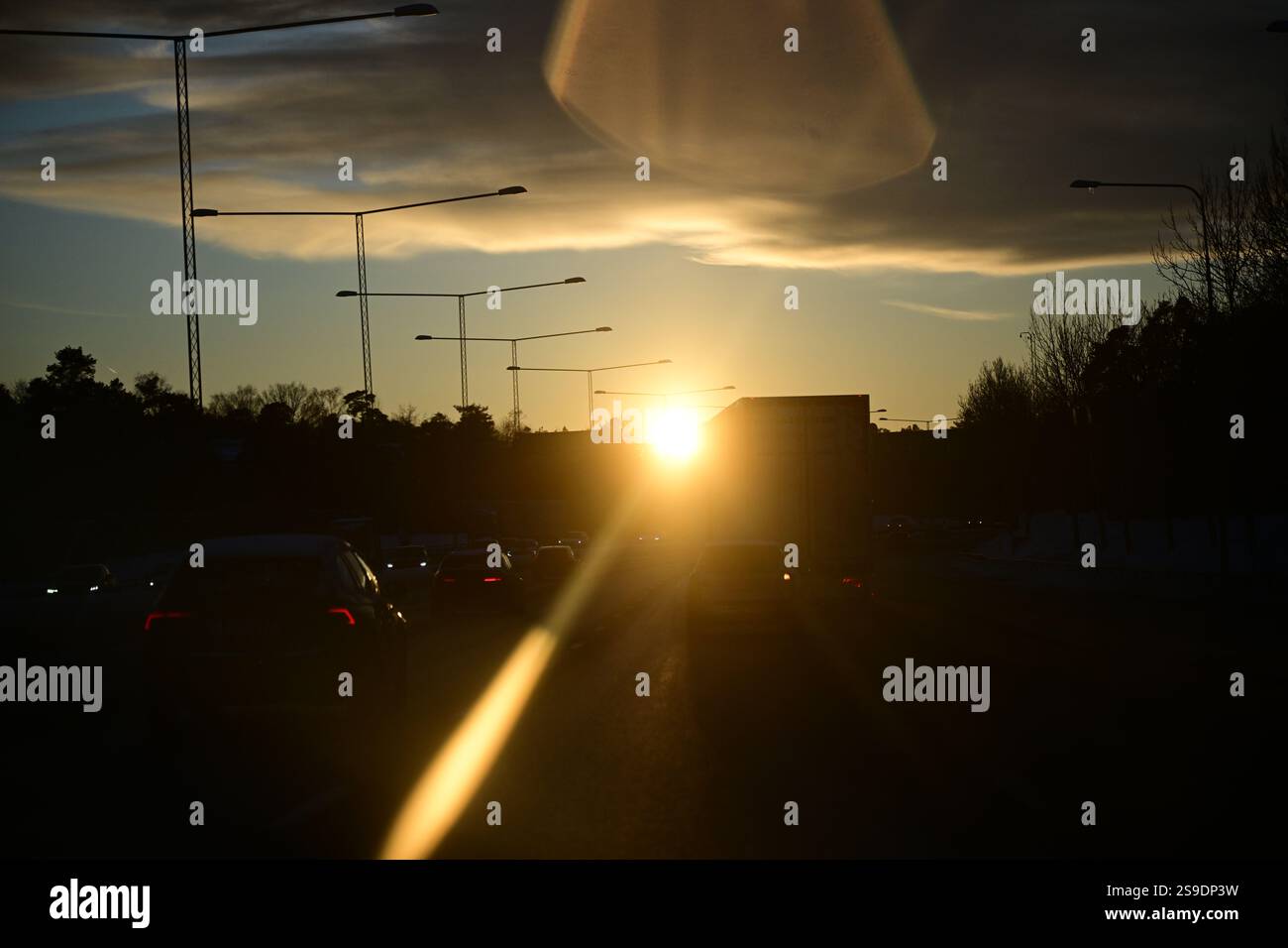 Stockholm, Uppland, Sweden. January 2 2025. E4 highway going south from ...