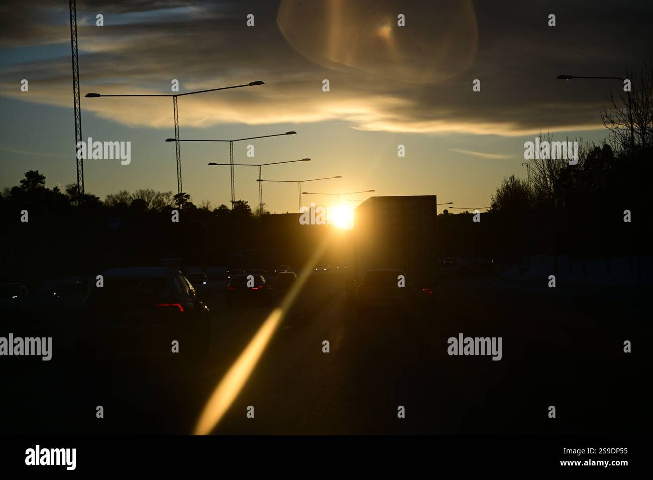 Stockholm, Uppland, Sweden. January 2 2025. E4 highway going south from ...
