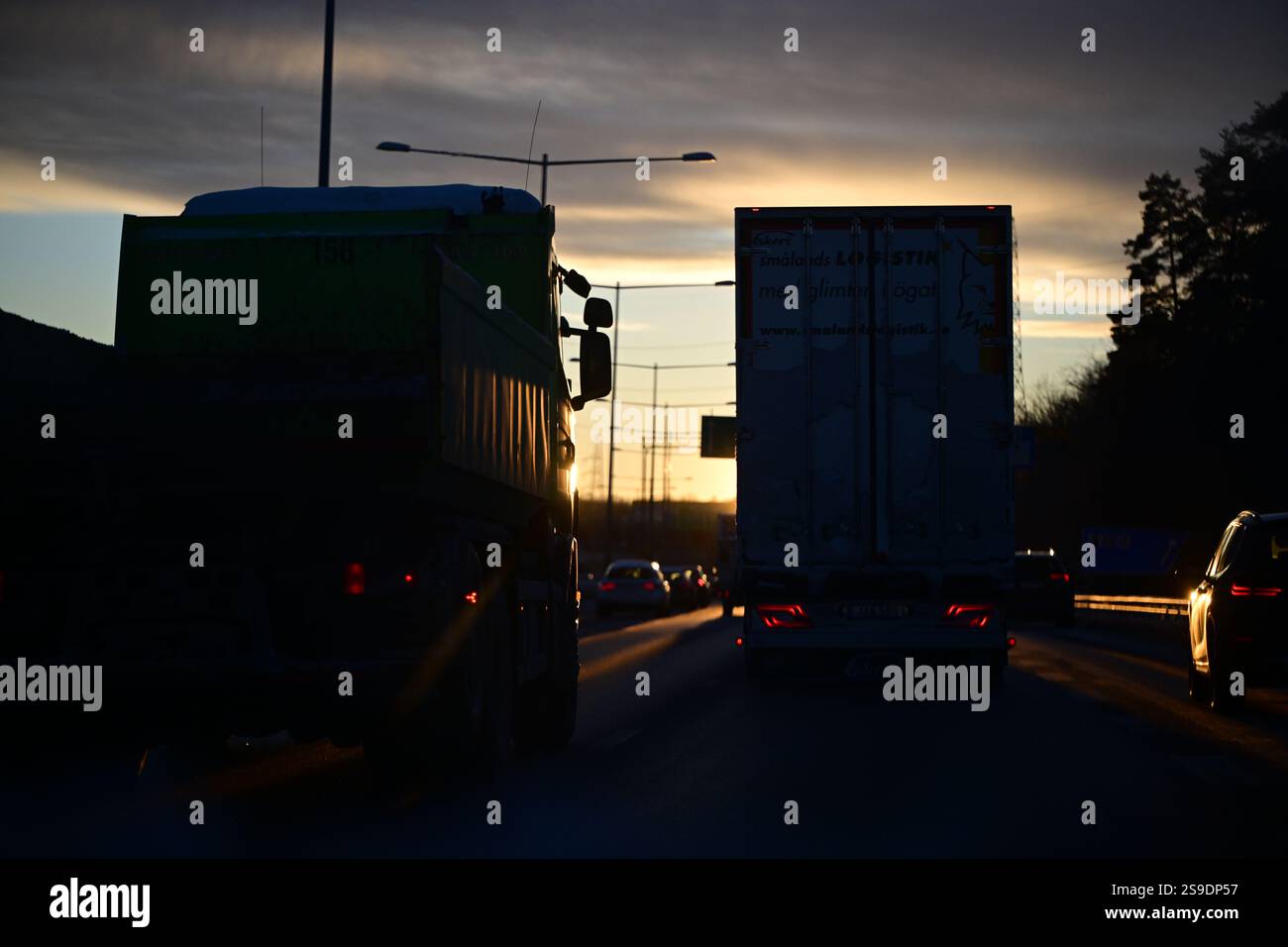 Stockholm, Uppland, Sweden. January 2 2025. E4 highway going south from ...