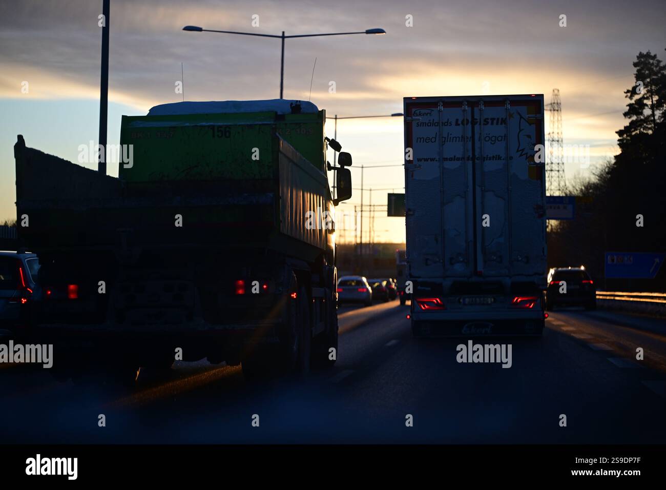 Stockholm, Uppland, Sweden. January 2 2025. E4 highway going south from ...