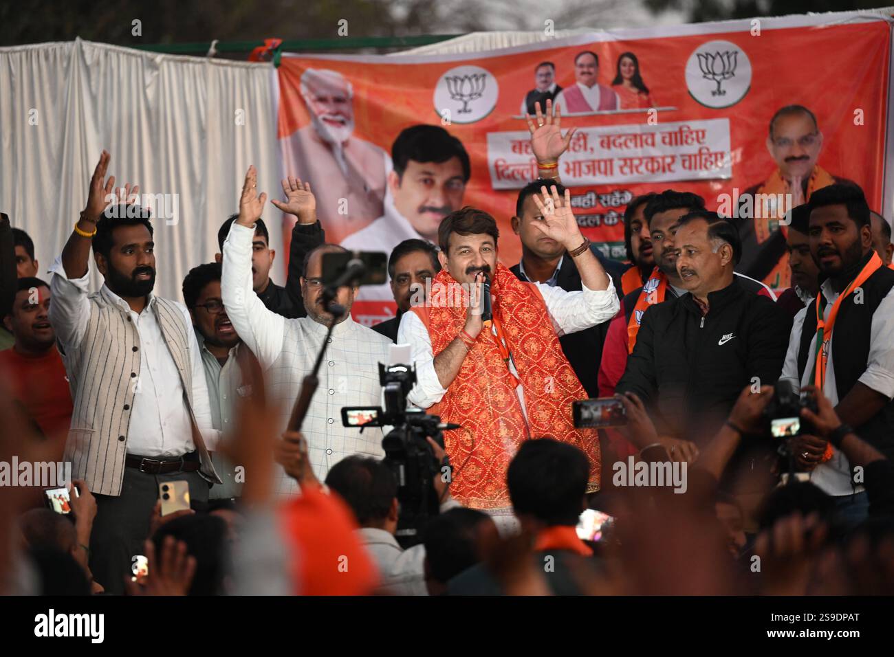 NEW DELHI, INDIA - JANUARY 25: BJP MP Manoj Tiwari addresses an ...