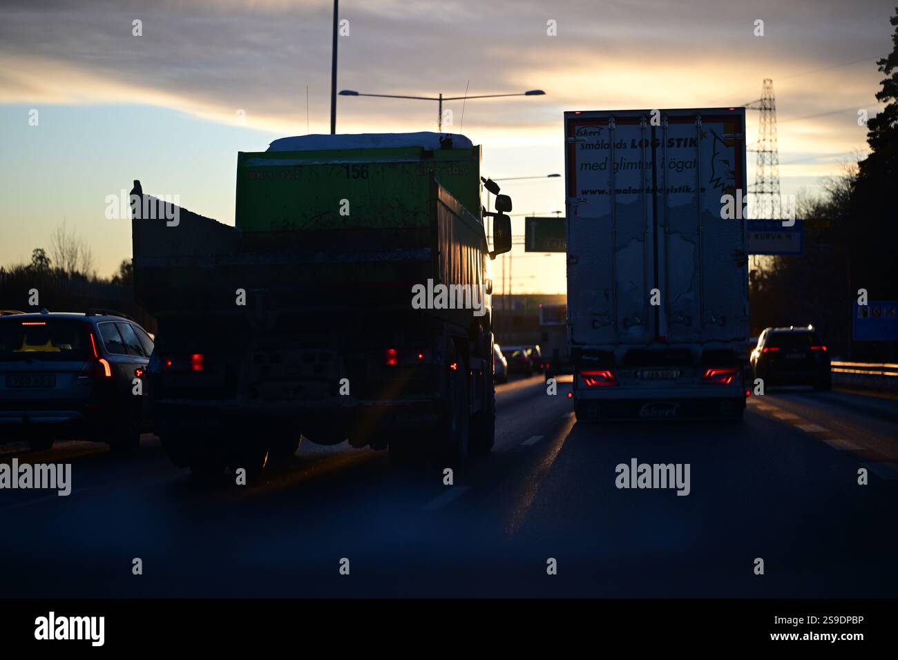 Stockholm, Uppland, Sweden. January 2 2025. E4 highway going south from ...