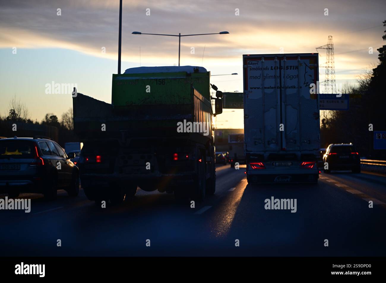 Stockholm, Uppland, Sweden. January 2 2025. E4 highway going south from ...