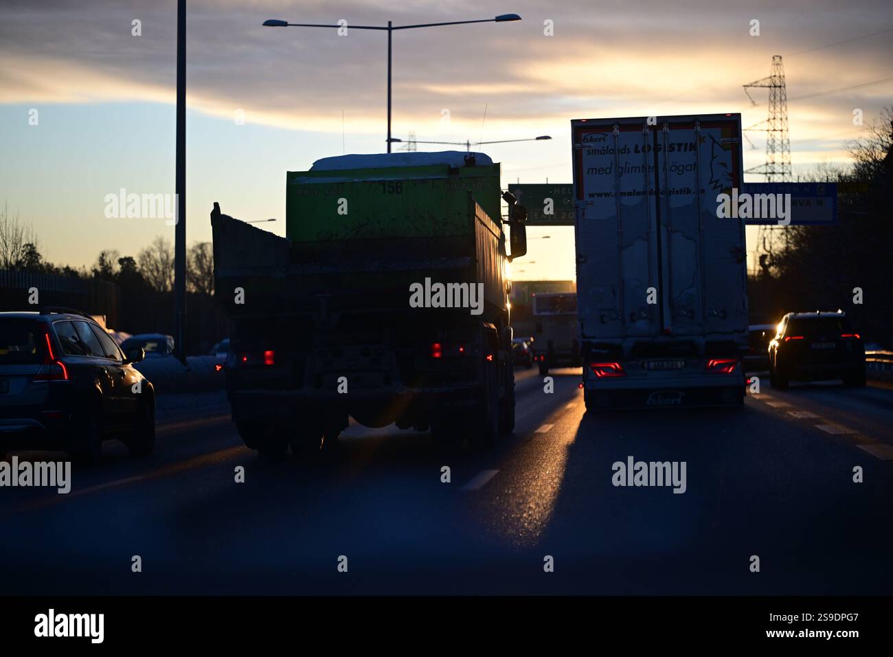 Stockholm, Uppland, Sweden. January 2 2025. E4 highway going south from ...