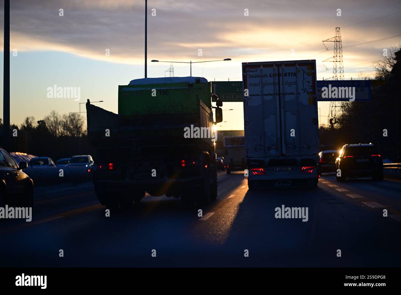 Stockholm, Uppland, Sweden. January 2 2025. E4 highway going south from ...
