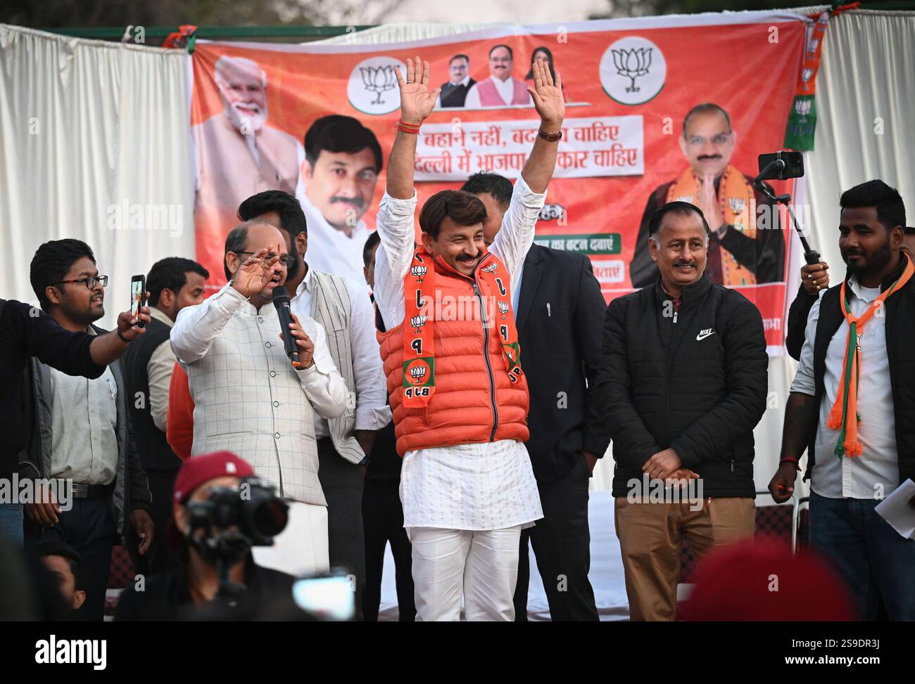 NEW DELHI, INDIA - JANUARY 25: BJP MP Manoj Tiwari addresses an ...