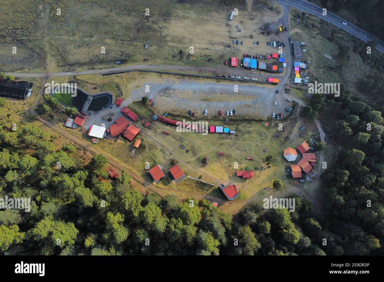 Aerial view of the oyamel forests of Piedra Herrada, one of the ...