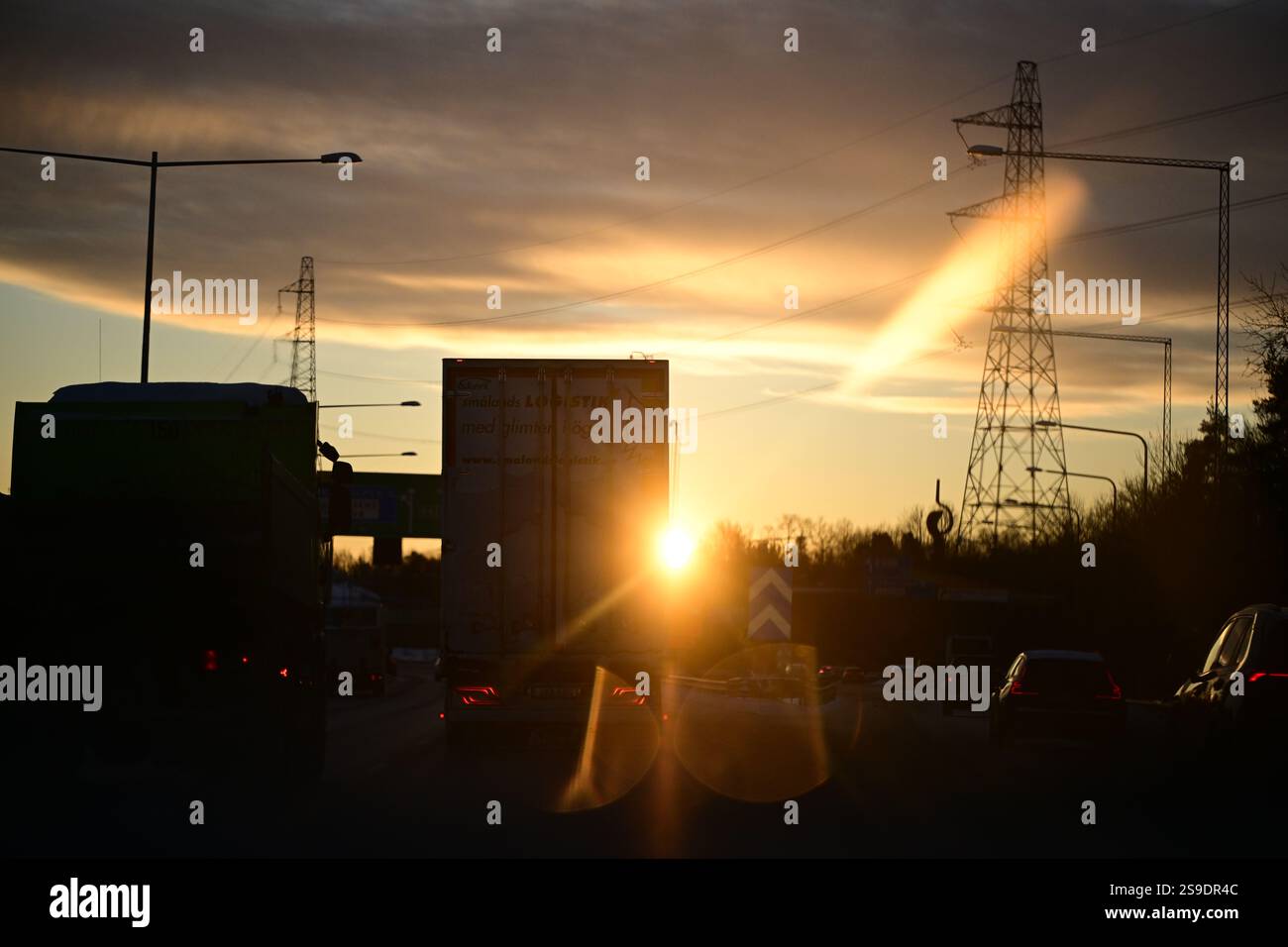 Stockholm, Uppland, Sweden. January 2 2025. E4 highway going south from ...