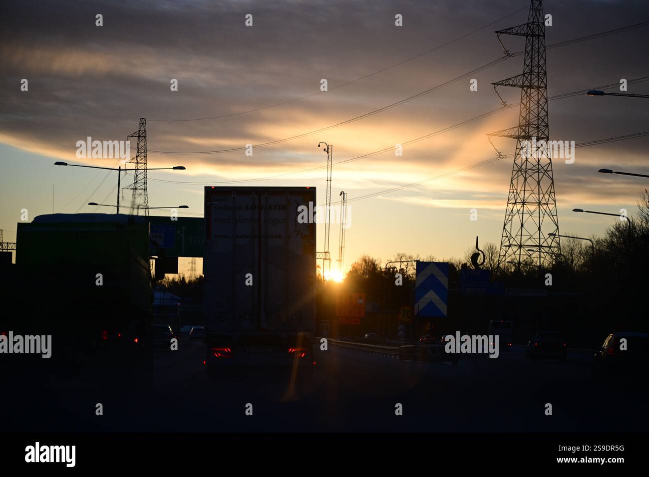 Stockholm, Uppland, Sweden. January 2 2025. E4 highway going south from ...