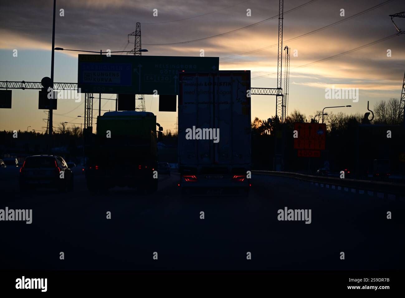 Stockholm, Uppland, Sweden. January 2 2025. E4 highway going south from ...