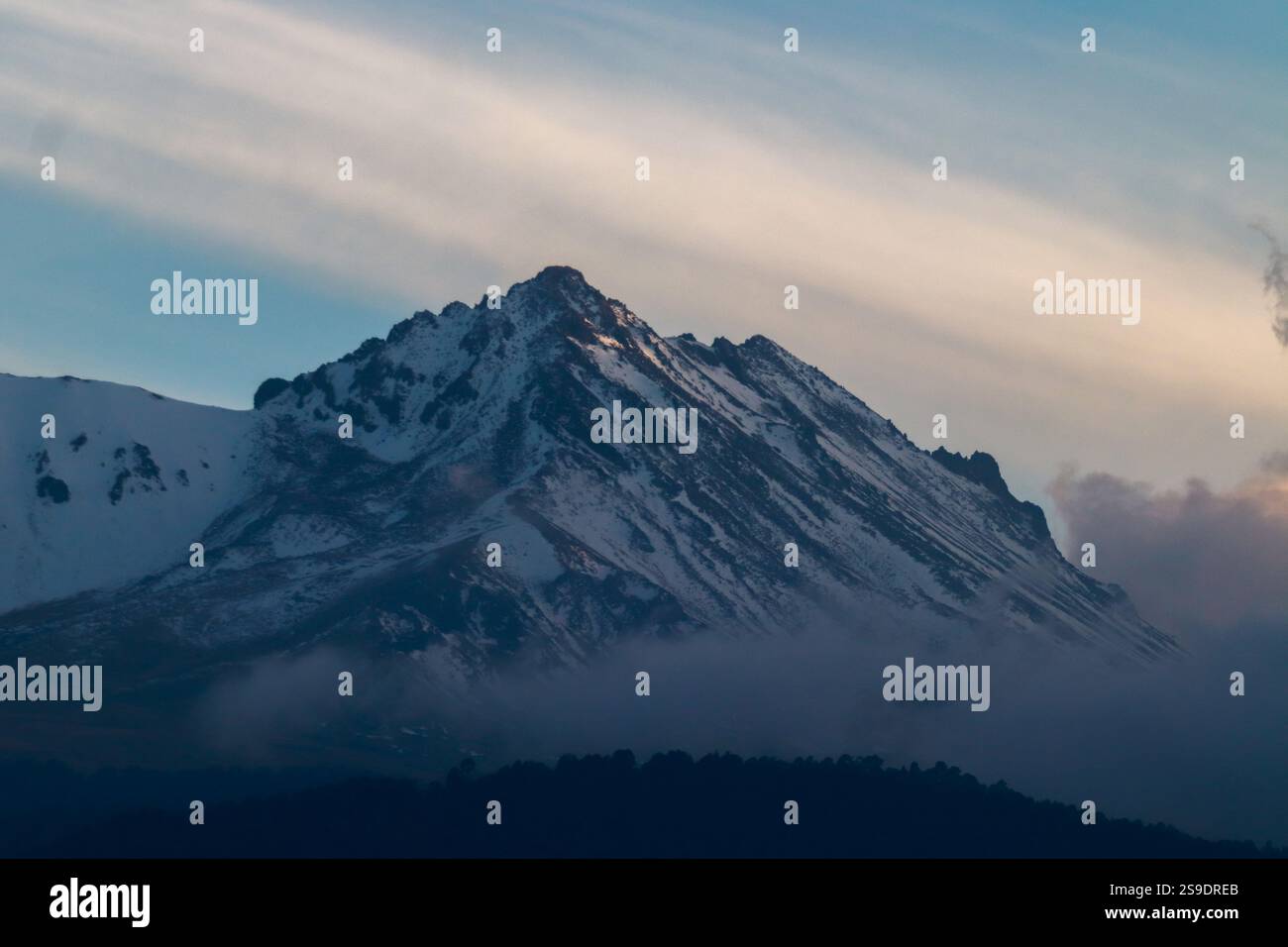Aerial view taken whit a drone of the Nevado de Toluca volcano, also ...