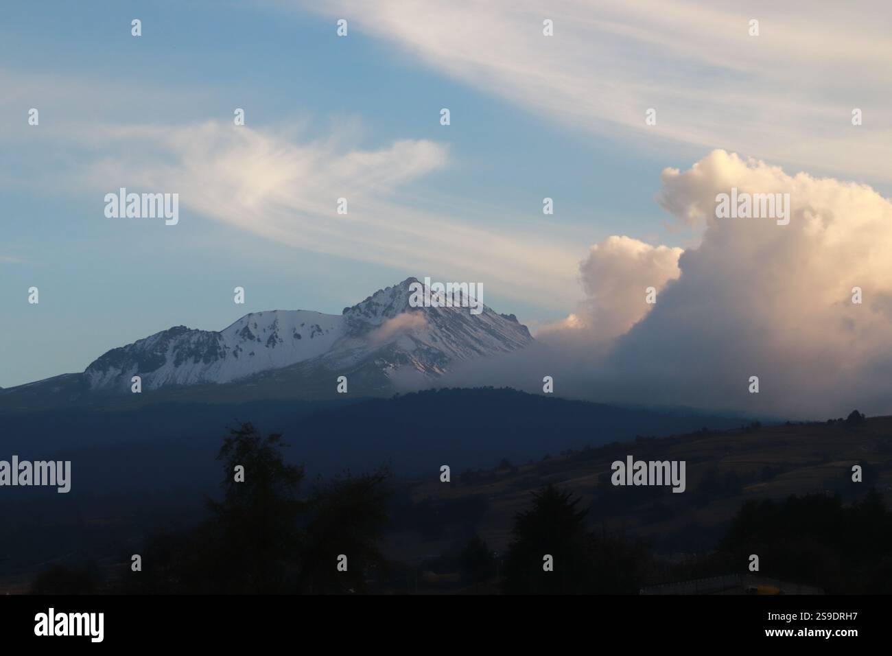 Aerial view taken whit a drone of the Nevado de Toluca volcano, also ...