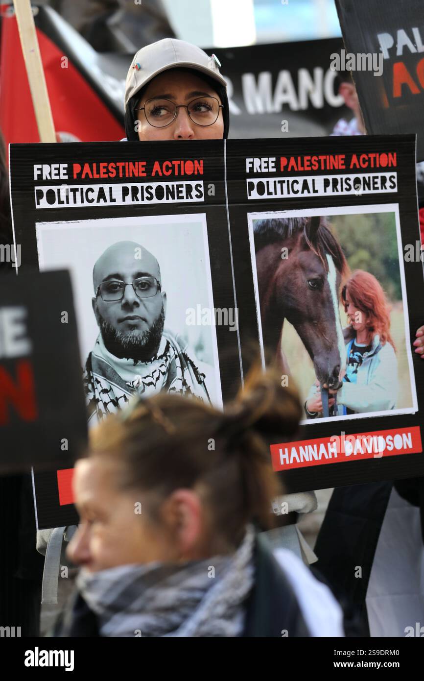 January 25, 2025, Manchester, England, United Kingdom: Supporters hold ...