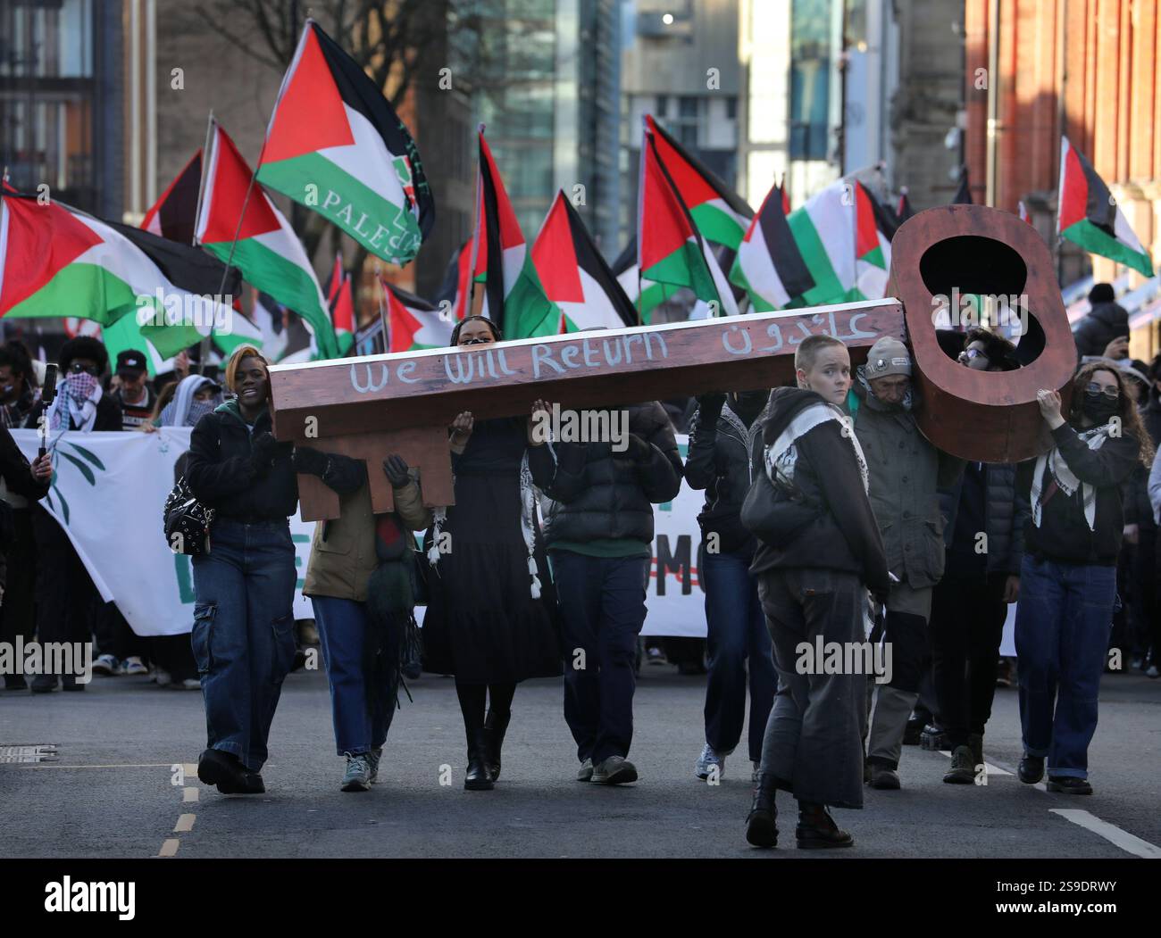 January 25, 2025, Manchester, England, United Kingdom: Pro-Palestinian ...