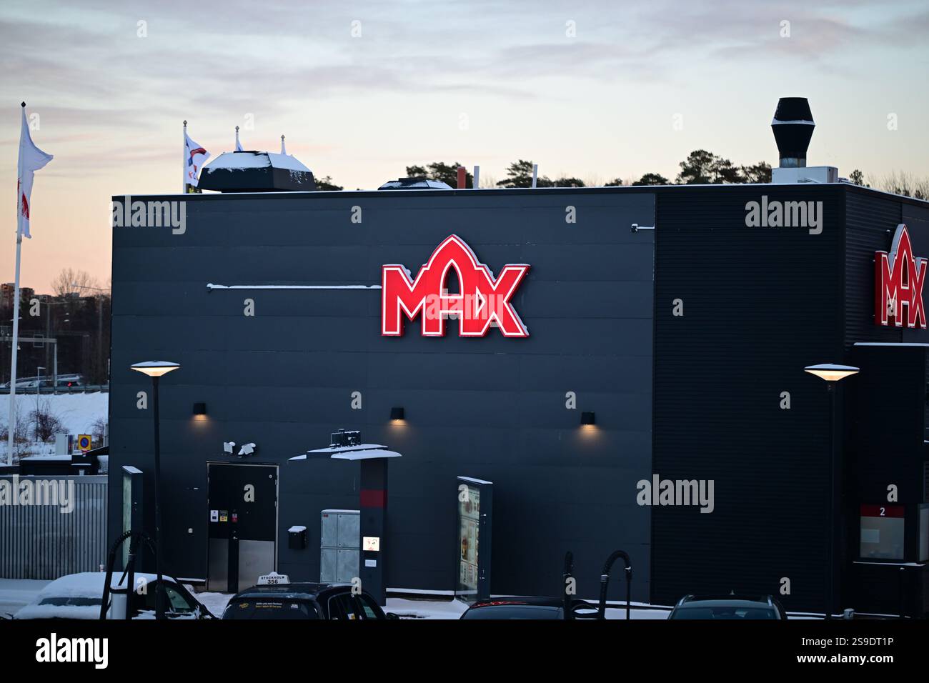 Stockholm, Uppland, Sweden. January 2 2025. Max fast food restaurant in ...