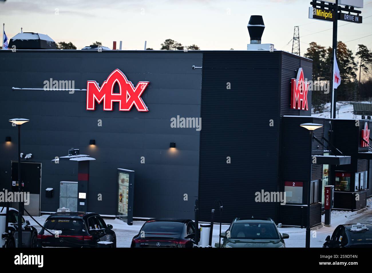 Stockholm, Uppland, Sweden. January 2 2025. Max fast food restaurant in ...