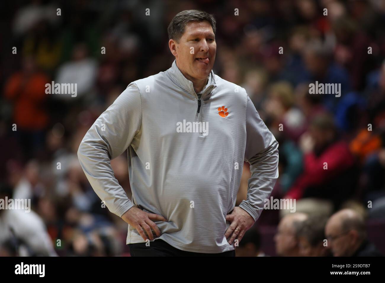 January 25, 2025: Clemson Tigers head coach Brad Brownell coaches from ...