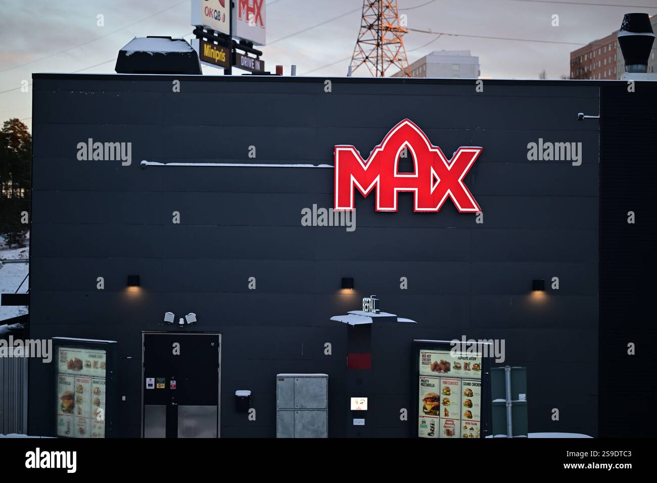 Stockholm, Uppland, Sweden. January 2 2025. Max fast food restaurant in ...