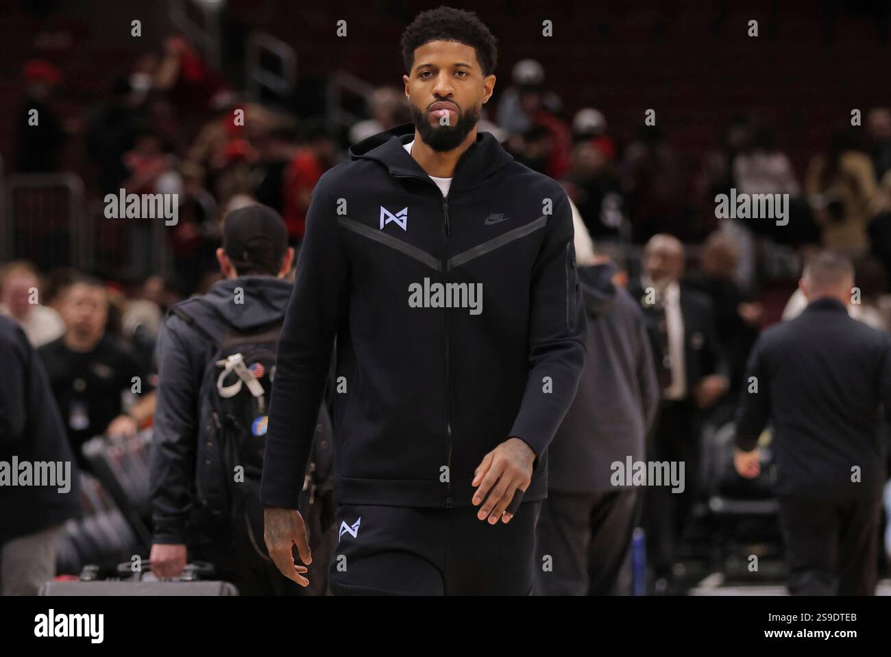 Philadelphia 76ers forward Paul George exits the court after an NBA ...