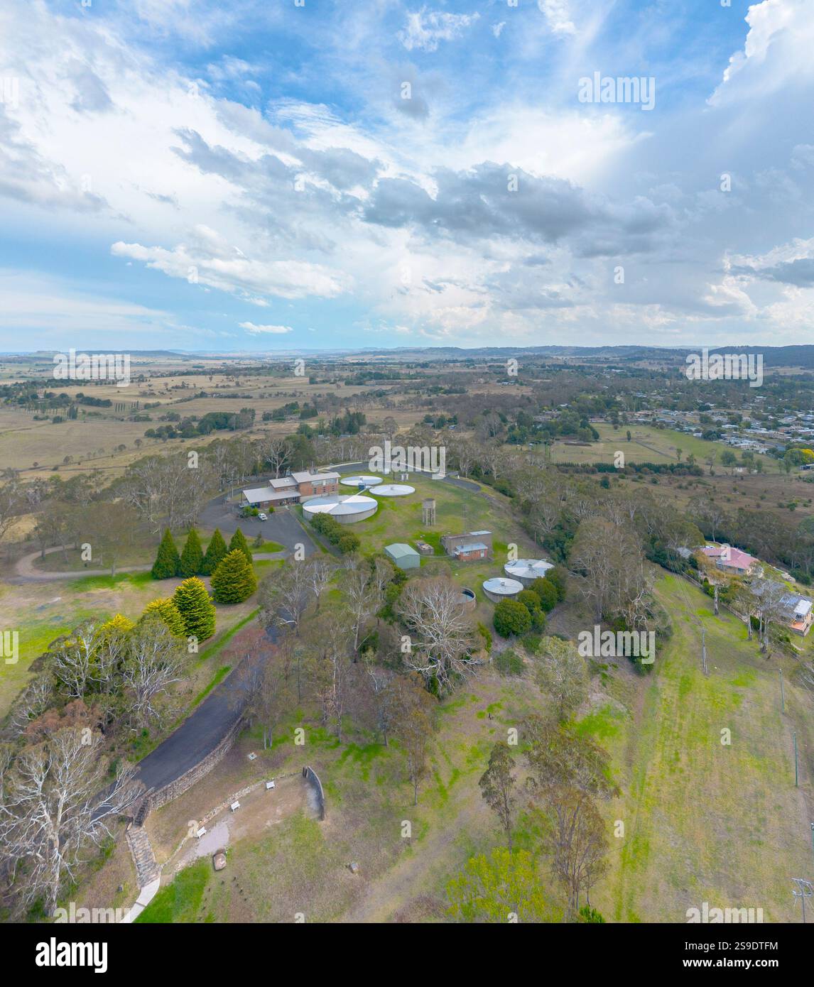 Aerial view showing the Water works at Glen Innes, northern new south wales, australia Stock ...