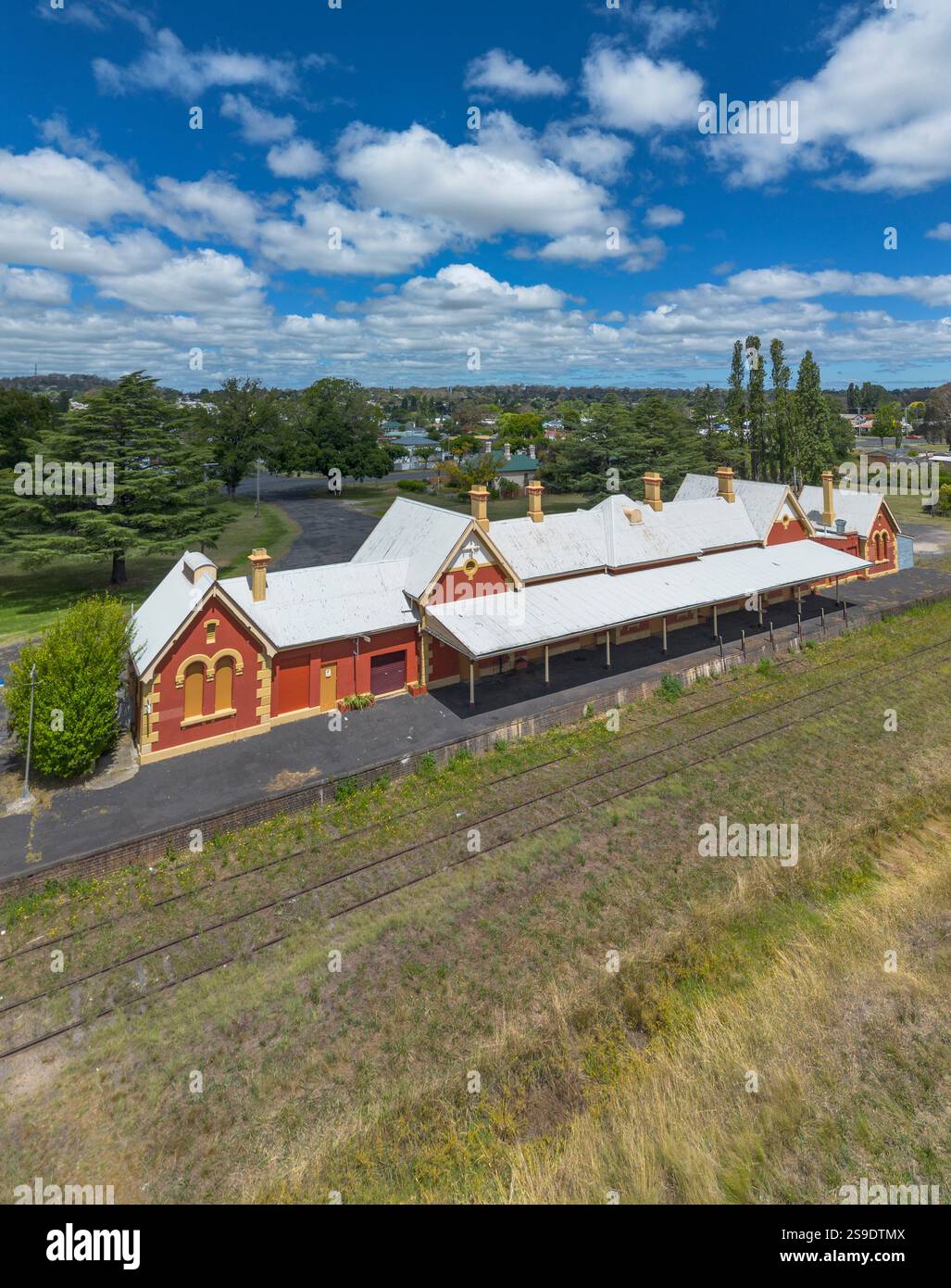Aerial view of the historic Railway Station at Glen Innes, northern new south wales, australia ...