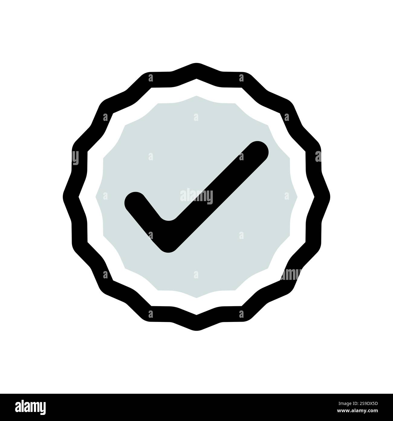 Approval or certification icon. Quality production sign. Confirmatory sign isolated on white ...