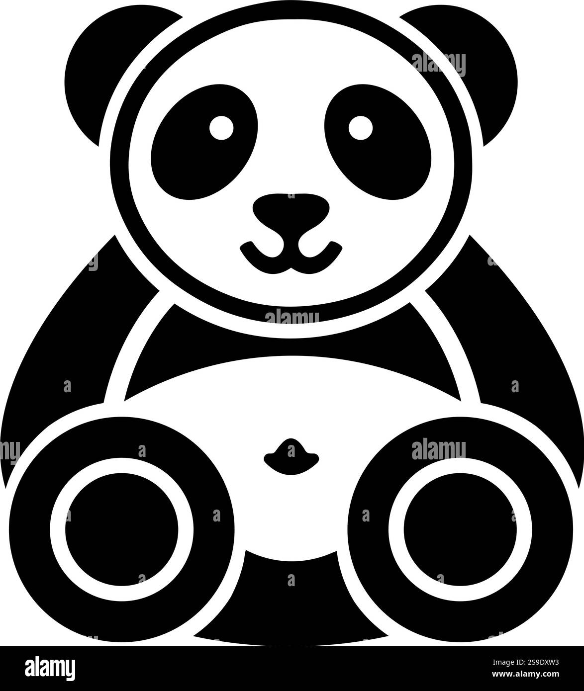 Cute panda bear vector illustration isolated on white background ...