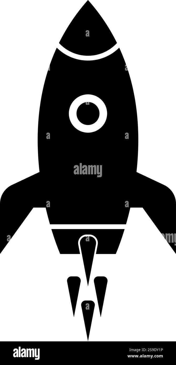 Rocket flying cartoon vector illustration, Technology icon. Rocket Jet ...