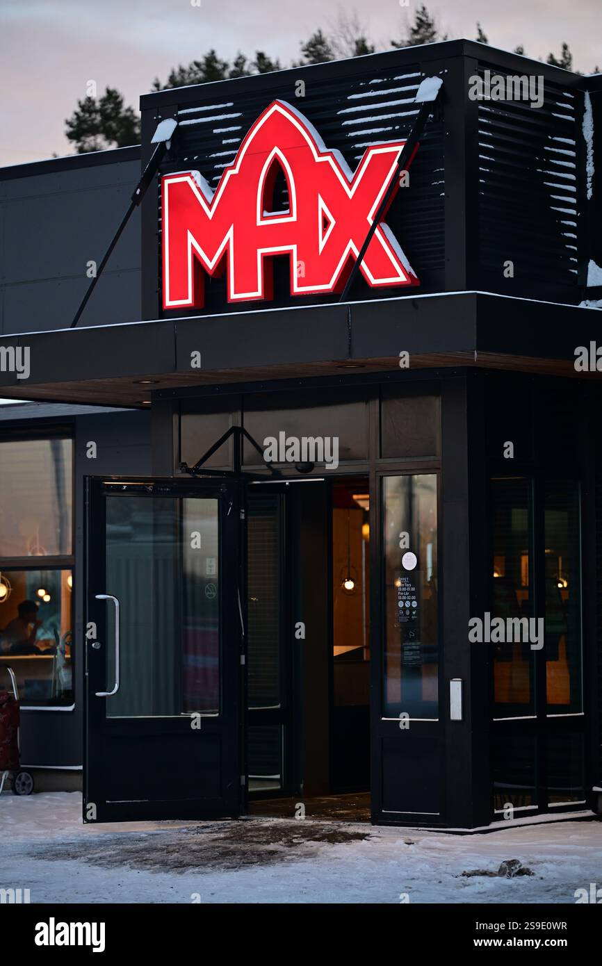 Stockholm, Uppland, Sweden. January 2 2025. Max fast food restaurant in ...
