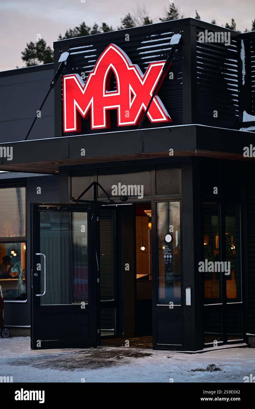 Stockholm, Uppland, Sweden. January 2 2025. Max fast food restaurant in ...