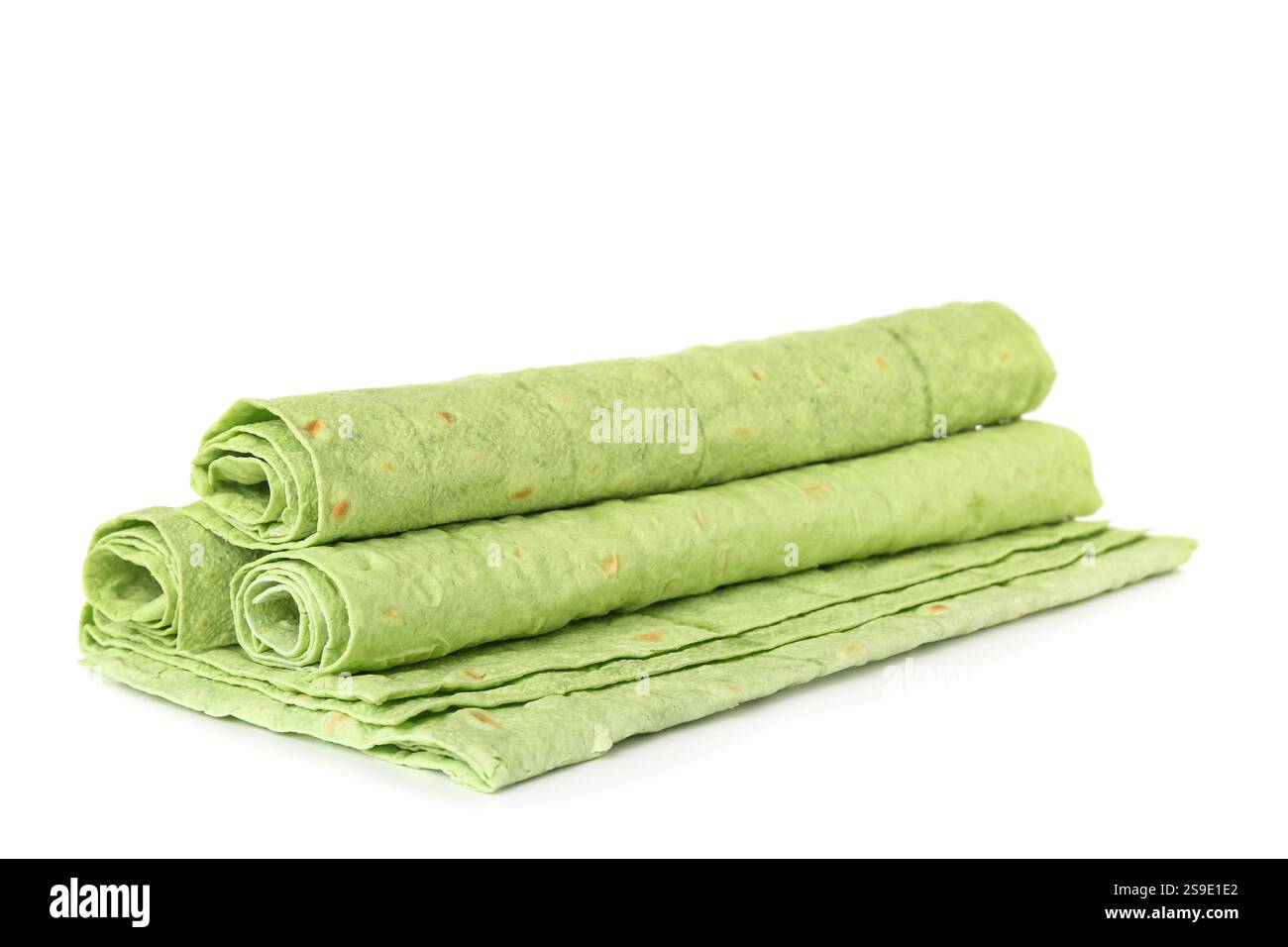 Fresh green lavash on white background Stock Photo - Alamy