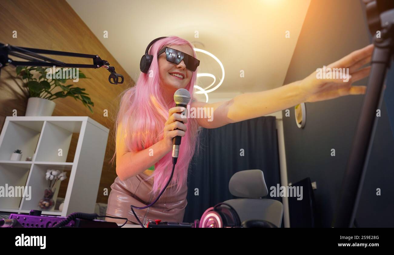 Beautiful young singer and musician broadcast from her home studio ...